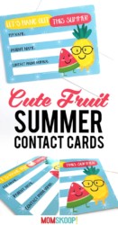 Summer Contact Cards - Free Printable To Help Kids Keep in Touch