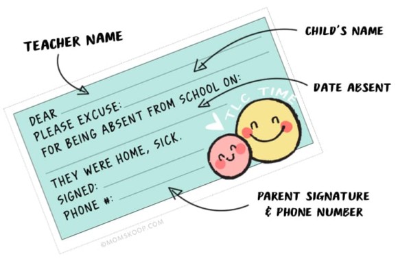 PRINTABLE SCHOOL ABSENCE NOTES + COLD TIPS - MomSkoop