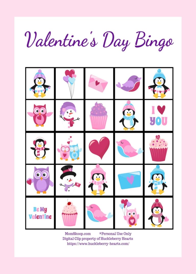Free Printable Valentines Day Bingo Cards - MomSkoop